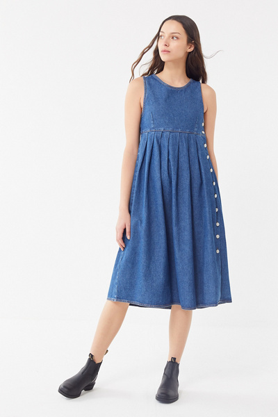 BDG Matilda Denim Button-Down Babydoll Midi Dress | Urban Outfitters