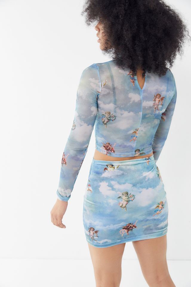 Motel Lara Cherub Mesh Cropped Top | Urban Outfitters