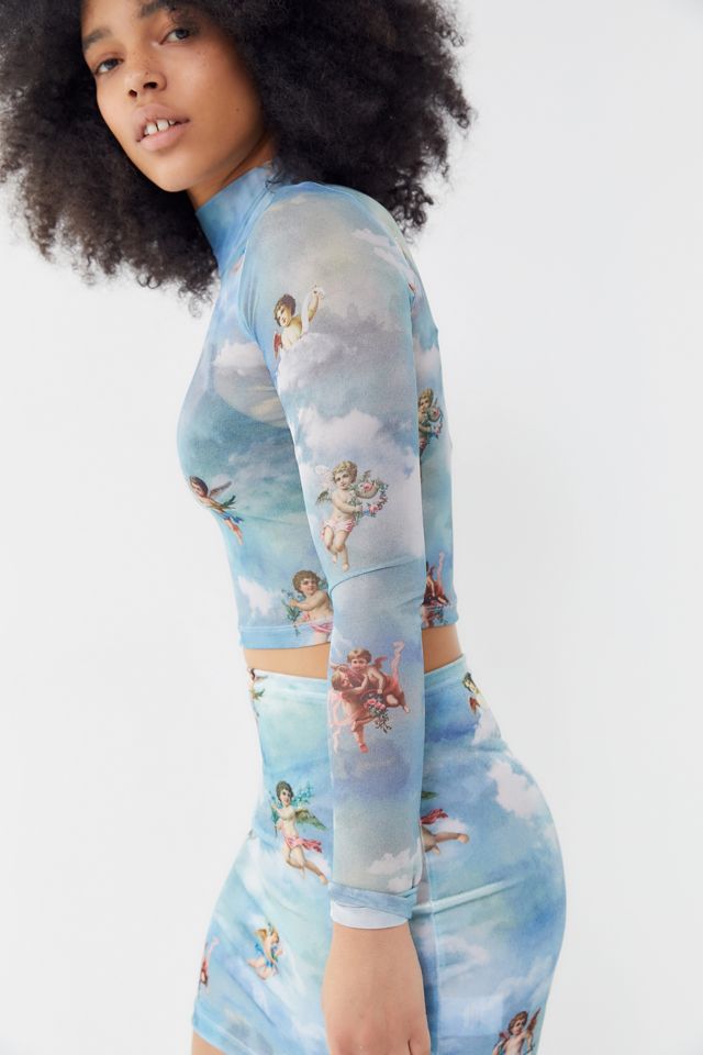 Motel Lara Cherub Mesh Cropped Top | Urban Outfitters