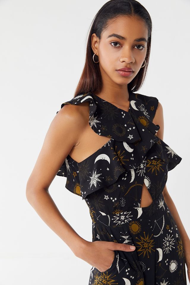 Lost + Wander Zodiac Cross-Front Ruffle Jumpsuit | Urban Outfitters