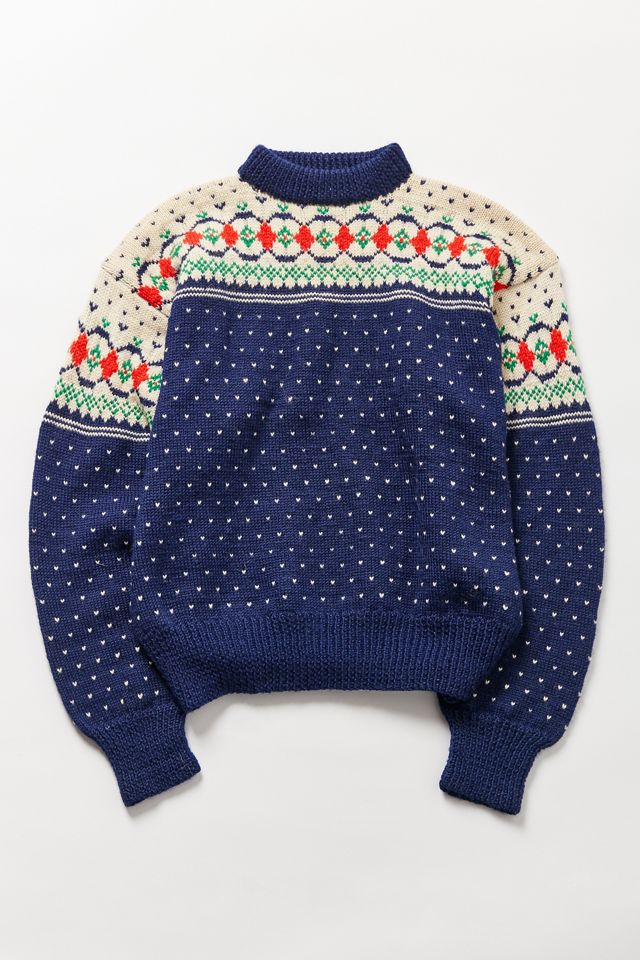 Vintage Blue Fair Isle Handknit Sweater | Urban Outfitters Canada