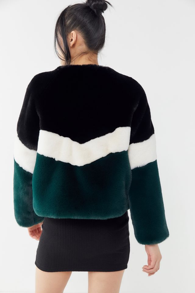 Apparis Brigitte Colorblock Faux Fur Coat | Urban Outfitters