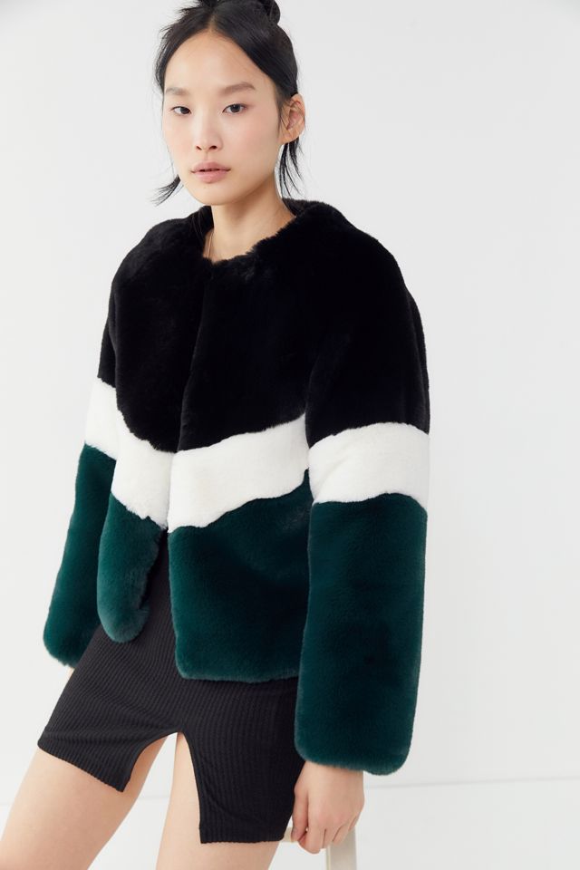 Apparis Brigitte Colorblock Faux Fur Coat | Urban Outfitters