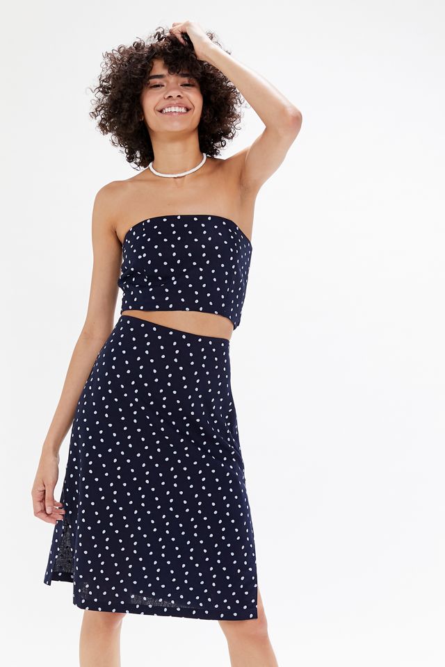 MINKPINK Pip Polka Dot Strapless Cropped Top | Urban Outfitters