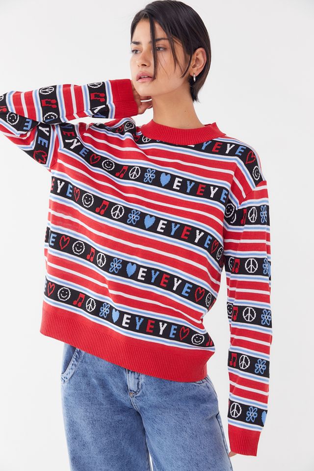 Eyeye Emoticon Striped Pullover Sweater | Urban Outfitters
