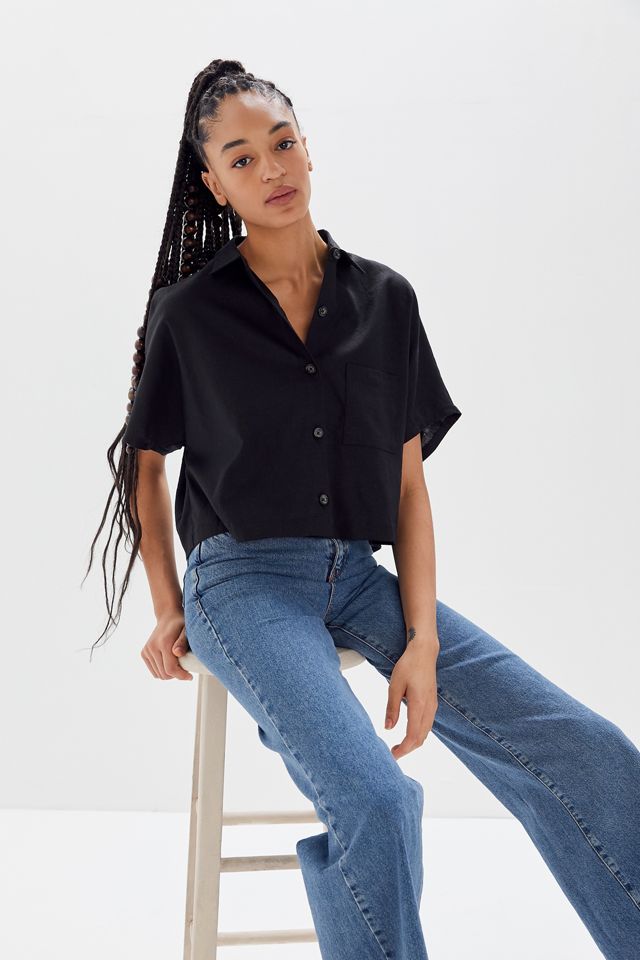 Urban Renewal Remnants Boxy Linen Button-Front Shirt | Urban Outfitters Urban Renewal Remnants Boxy Linen Button-Front Shirt | Urban Outfitters