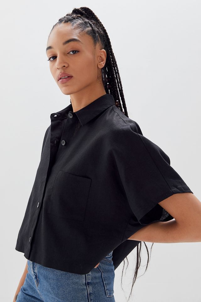 Urban Renewal Remnants Boxy Linen Button-Front Shirt | Urban Outfitters Urban Renewal Remnants Boxy Linen Button-Front Shirt | Urban Outfitters