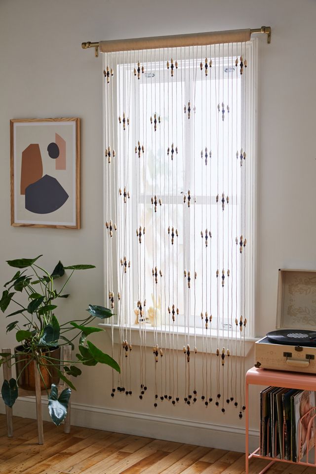 Flower Beaded Macramé Window Panel | Urban Outfitters