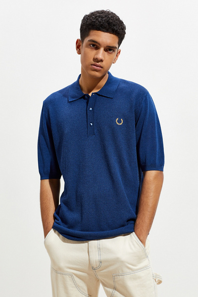 Fred Perry Miles Kane Textured Panel Knit Polo Shirt | Urban Outfitters