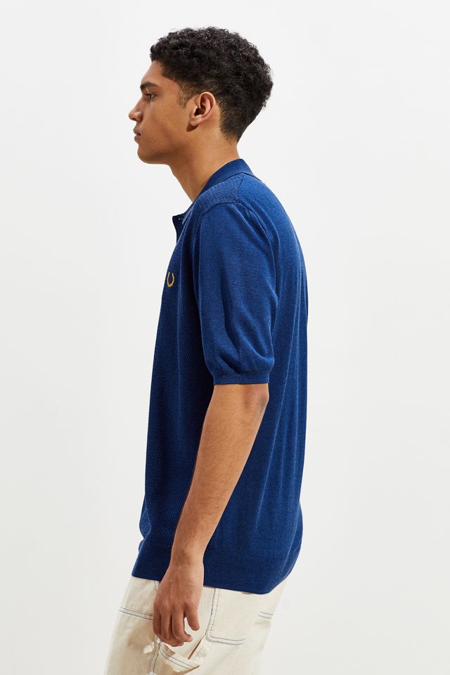 Fred Perry Miles Kane Textured Panel Knit Polo Shirt | Urban Outfitters ...