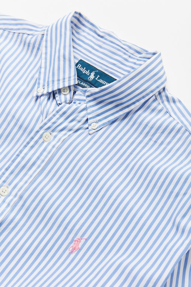 Vintage Polo Ralph Lauren Blue Stripe Button-Down Shirt | Urban Outfitters