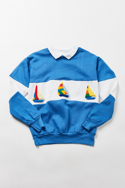 Vintage Sailboat Collared Crew-Neck Sweatshirt | Urban Outfitters Canada