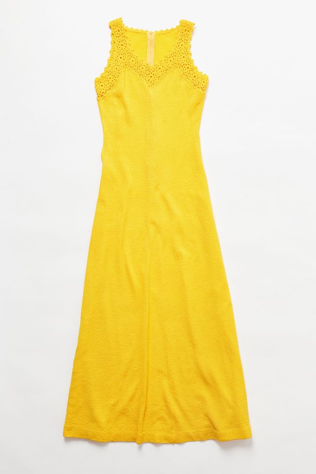 Vintage Yellow Crochet Maxi Dress | Urban Outfitters
