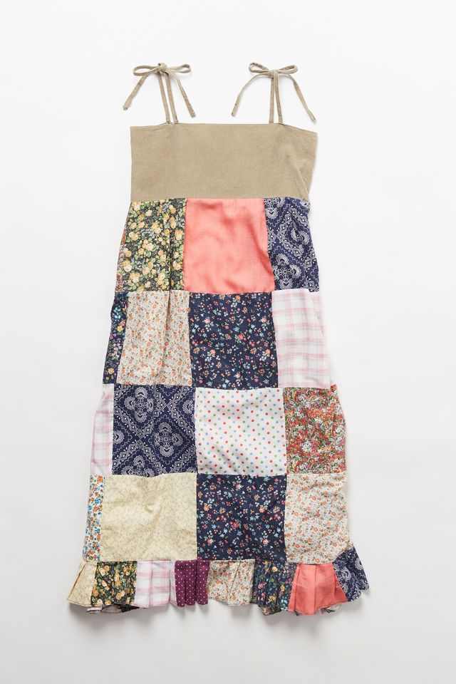 Vintage Tie Shoulder Patchwork Dress | Urban Outfitters Canada
