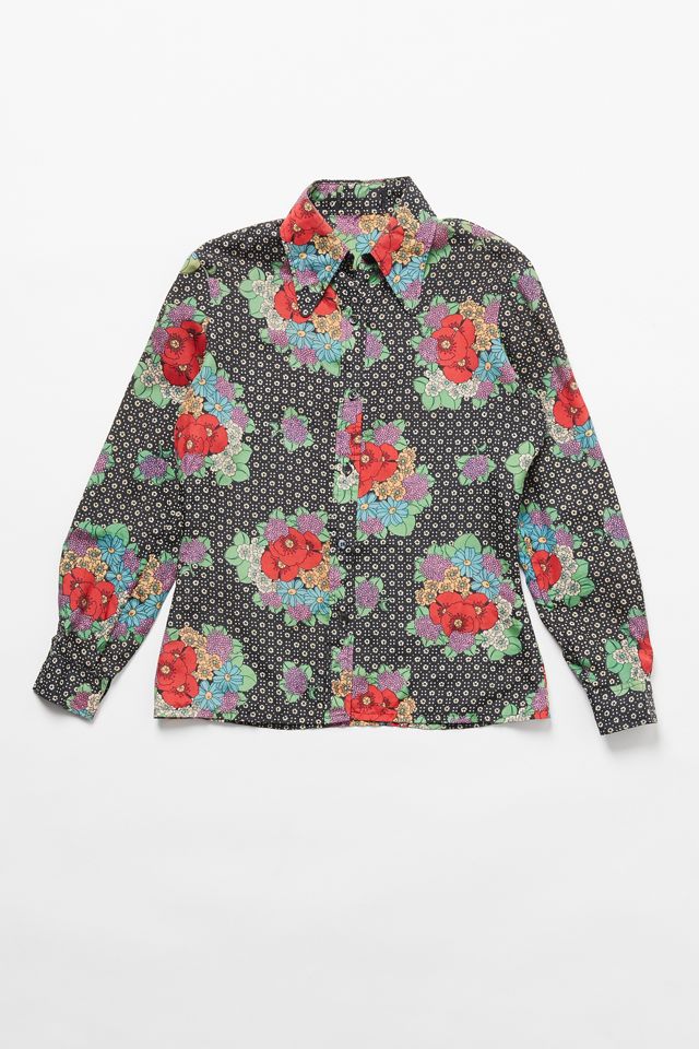 Vintage Black Floral Button-Down Shirt | Urban Outfitters
