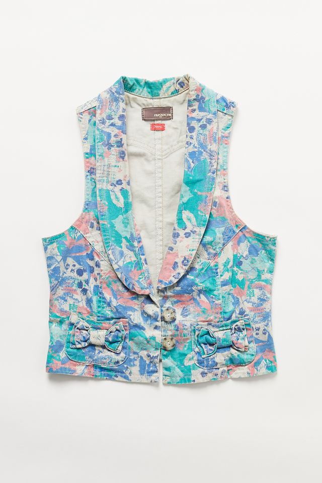 Vintage Turquoise Printed Vest | Urban Outfitters