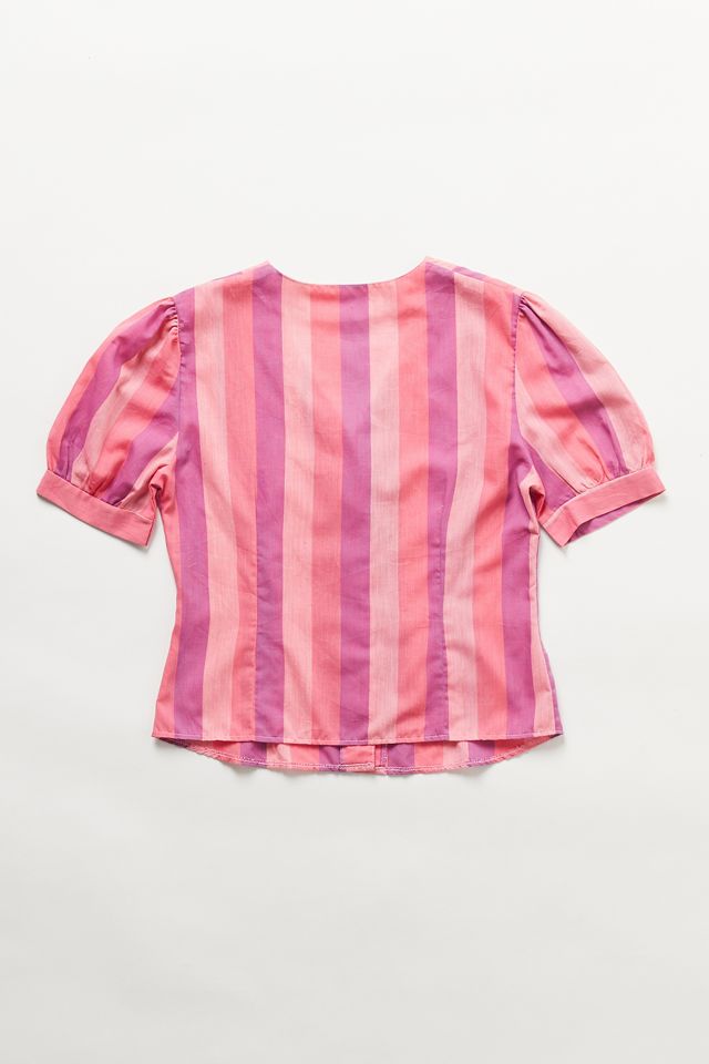 Vintage Pink Stripe Button-Front Top | Urban Outfitters