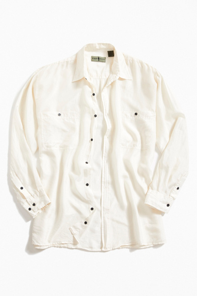 Vintage White Silk Button-Down Shirt | Urban Outfitters Canada