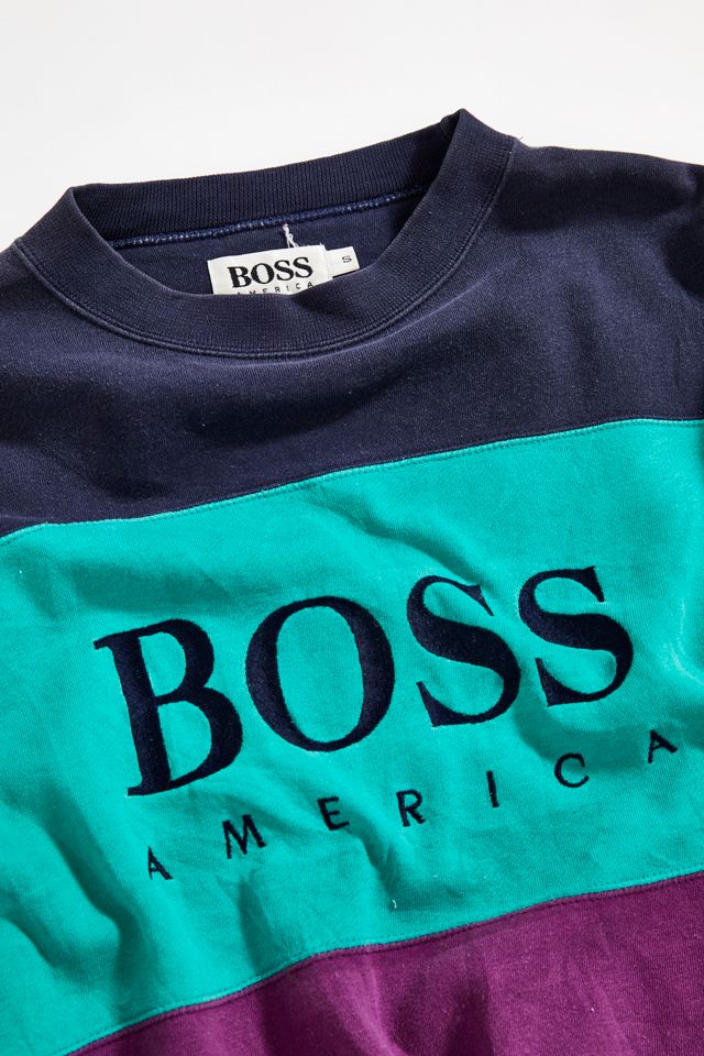 Vintage Boss America Colorblock Crew-Neck Sweatshirt | Urban Outfitters