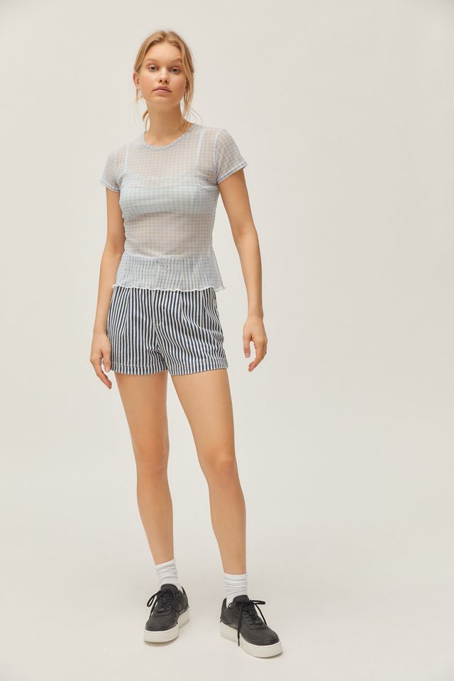 Daisy Street Gingham Sheer Short Sleeve Top | Urban Outfitters