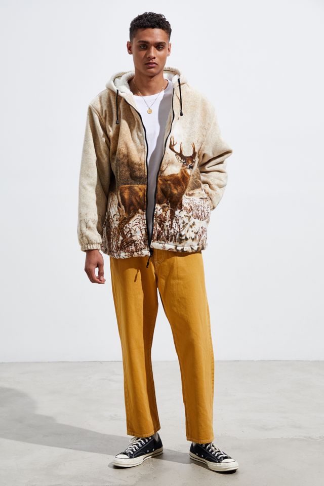 Wildkind Deer Print Sherpa Full-Zip Hooded Jacket | Urban Outfitters