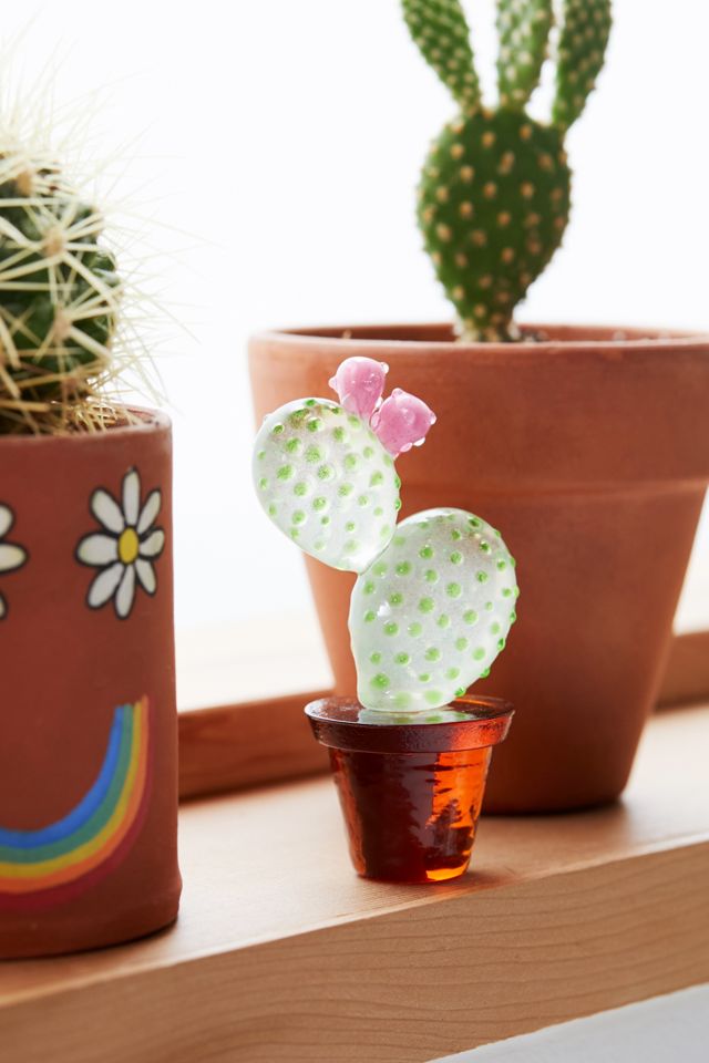 Mini Glow-In-The-Dark Glass Cactus Figure | Urban Outfitters