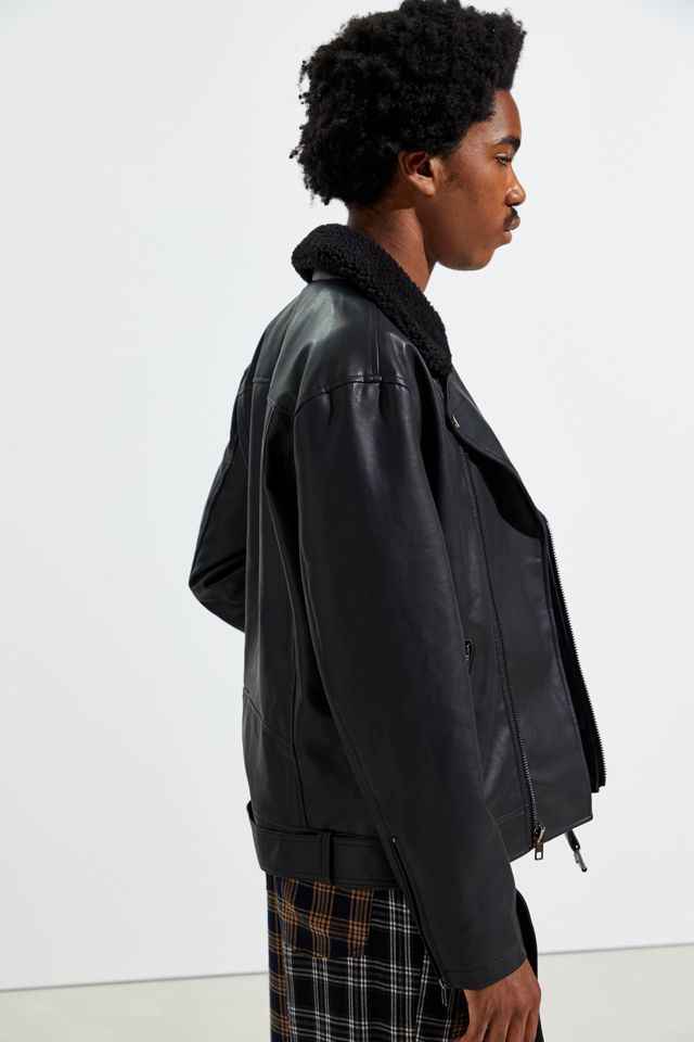 UO Faux Leather Sherpa Moto Jacket | Urban Outfitters Canada