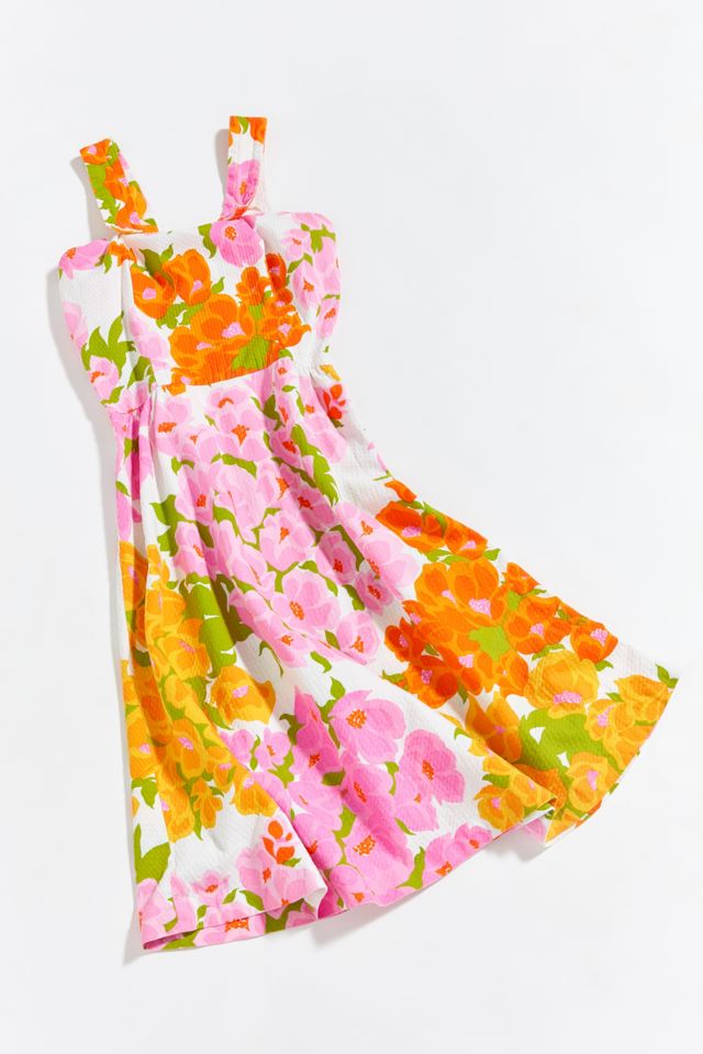 Vintage Floral Button Strap Dress | Urban Outfitters