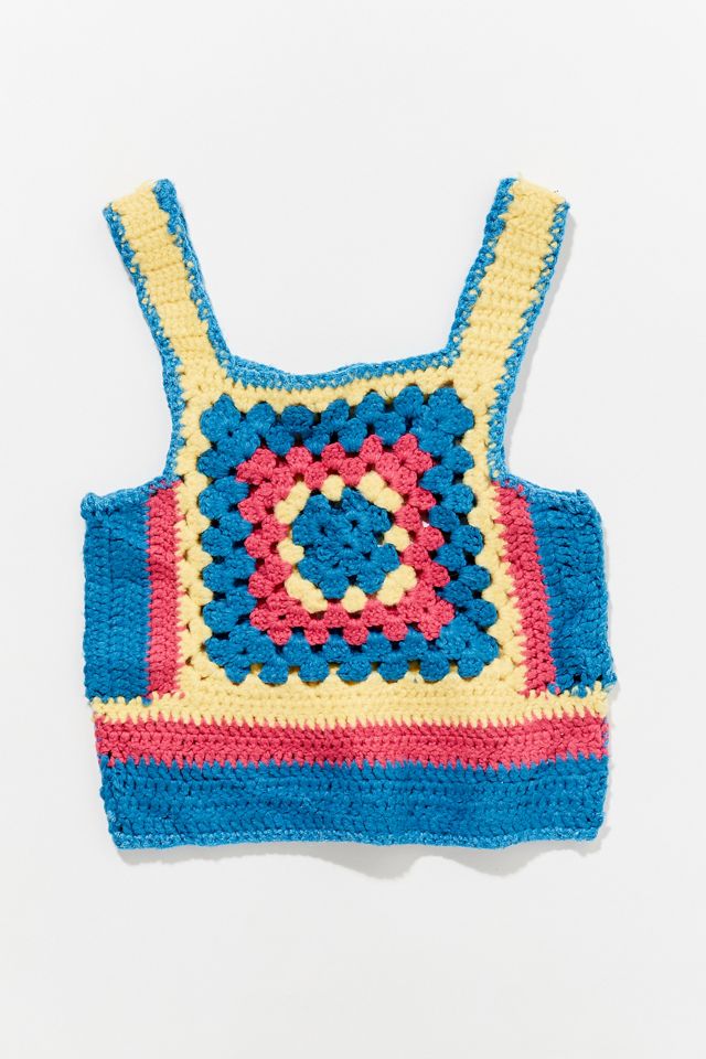 Vintage Blue Multi Crochet Tank Top | Urban Outfitters Canada