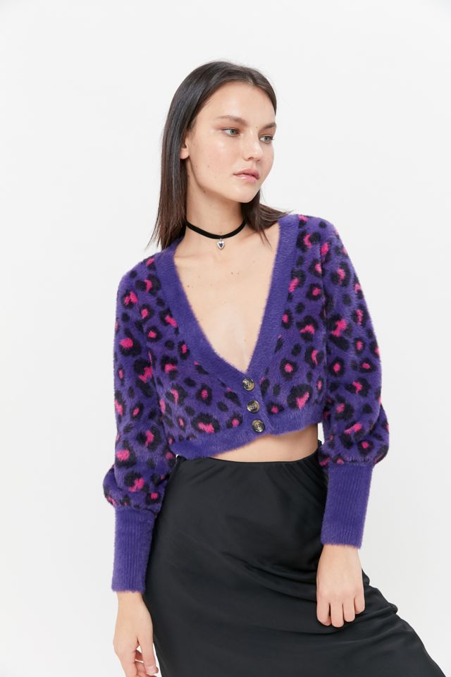 For Love & Lemons Angelina Leopard Print Cropped Cardigan | Urban ...