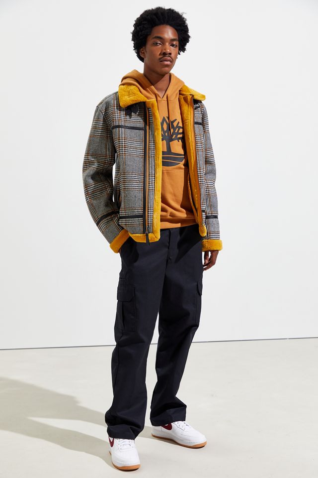 UO Plaid Faux Shearling B3 Bomber Jacket | Urban Outfitters
