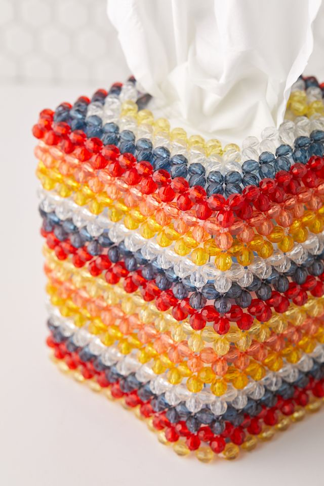 Multicolor Beaded Tissue Box Cover | Urban Outfitters