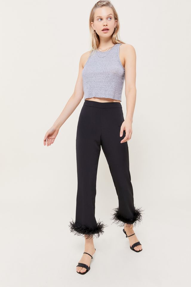 UO Faux Feather Trim Cropped Flare Pant | Urban Outfitters
