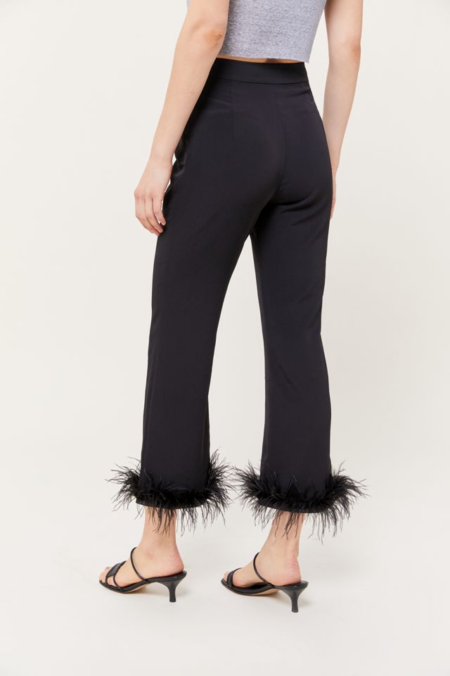 UO Faux Feather Trim Cropped Flare Pant | Urban Outfitters