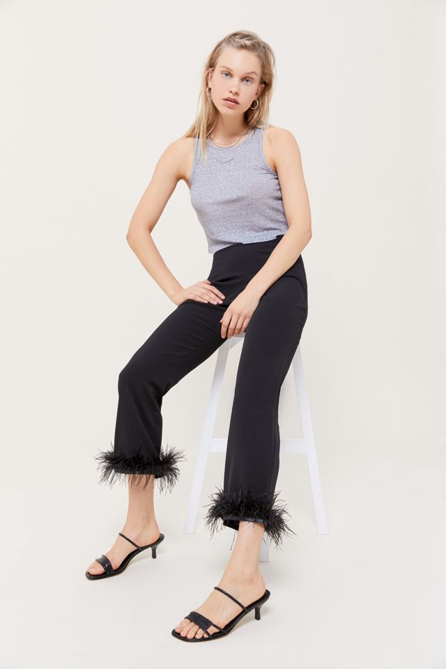 UO Faux Feather Trim Cropped Flare Pant | Urban Outfitters