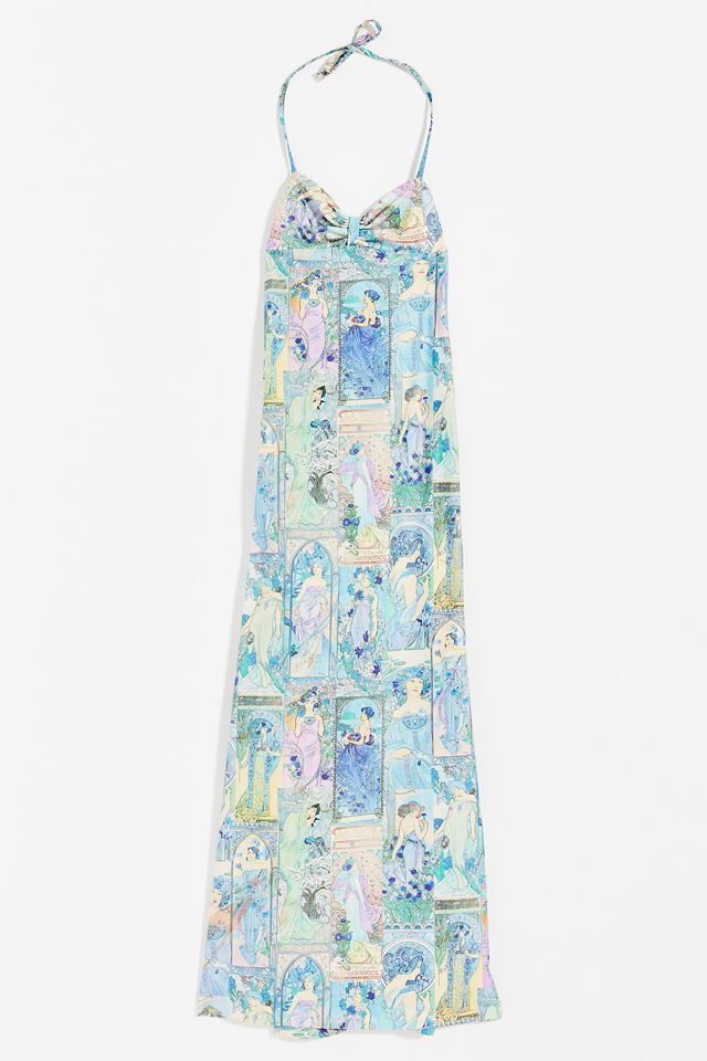 Vintage French Print Halter Maxi Dress | Urban Outfitters