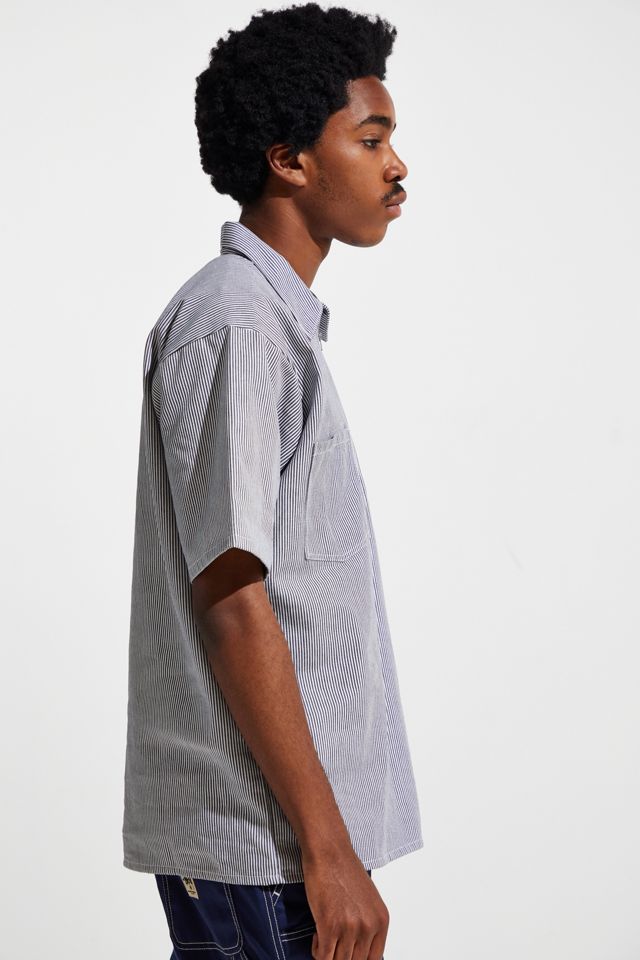 Ben Davis Stripe Short Sleeve Quarter-Zip Work Shirt | Urban Outfitters ...
