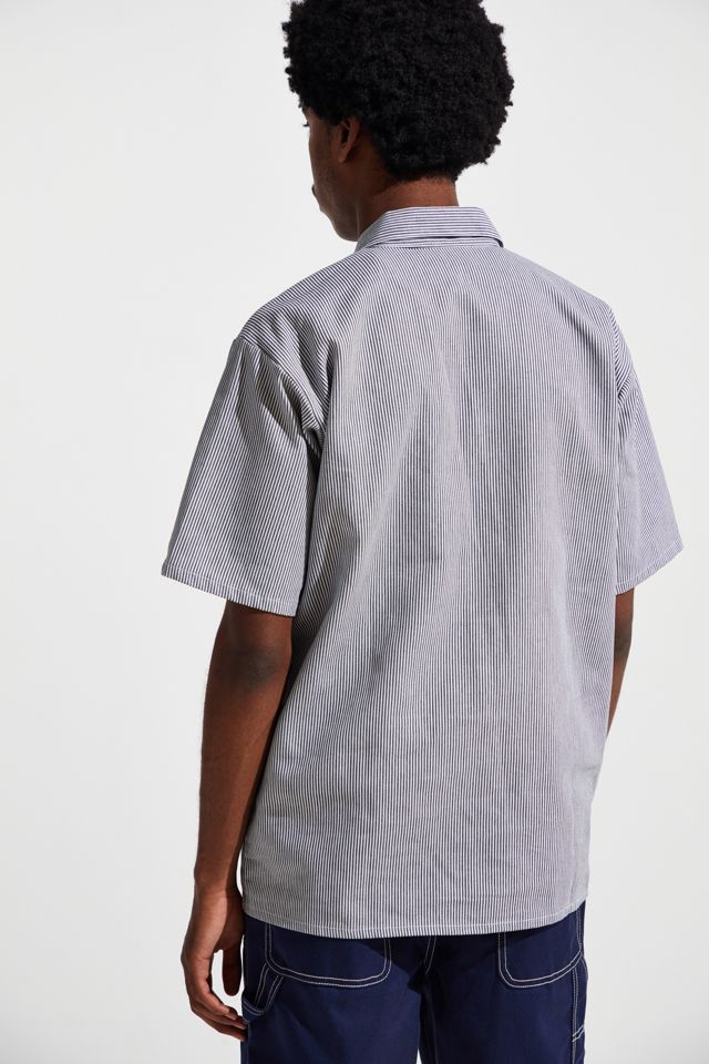 Ben Davis Stripe Short Sleeve Quarter-Zip Work Shirt | Urban Outfitters ...