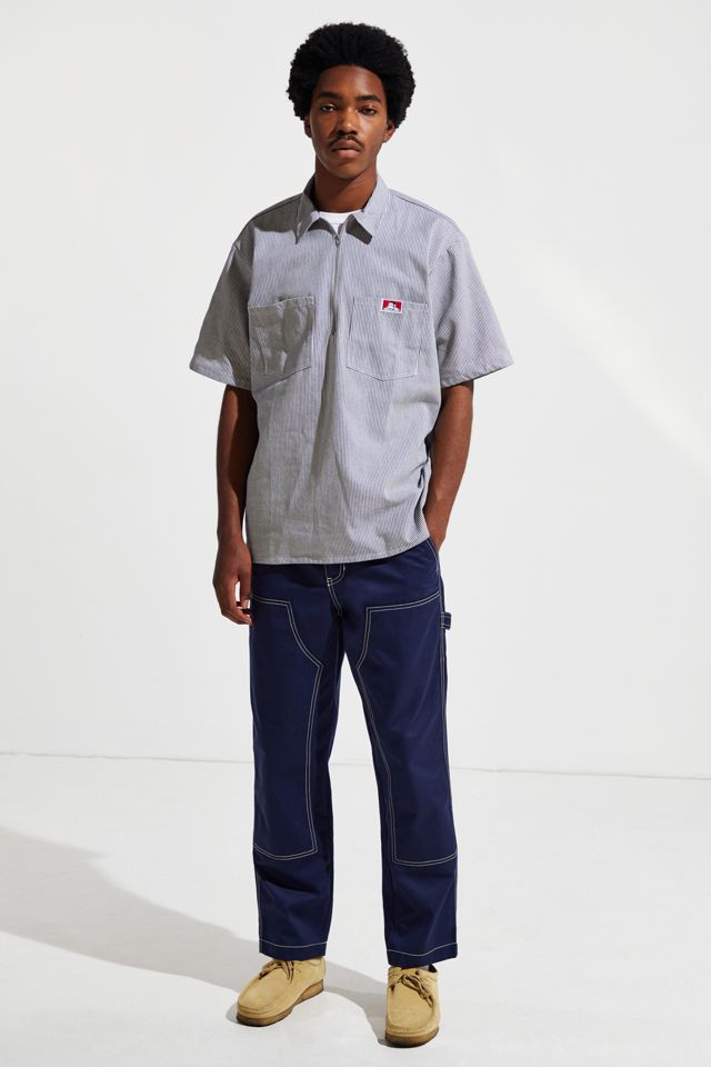 Ben Davis Stripe Short Sleeve Quarter-Zip Work Shirt | Urban Outfitters ...