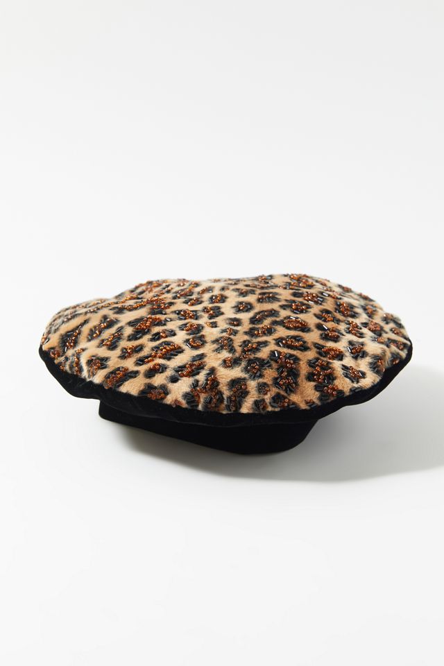 Vintage Beaded Leopard Beret | Urban Outfitters Canada