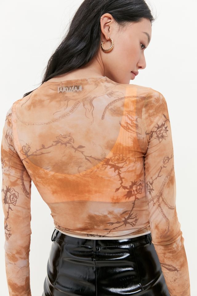 I.AM.GIA Crescent Mesh Long Sleeve Top | Urban Outfitters Canada