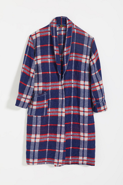 Vintage Blue Plaid Duster Coat | Urban Outfitters Canada