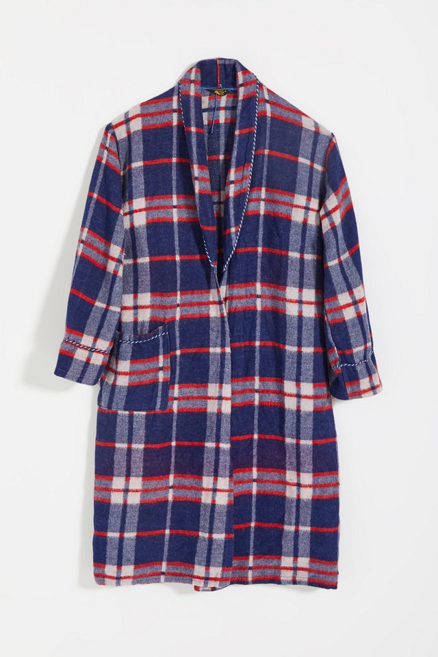Vintage Blue Plaid Duster Coat | Urban Outfitters Canada