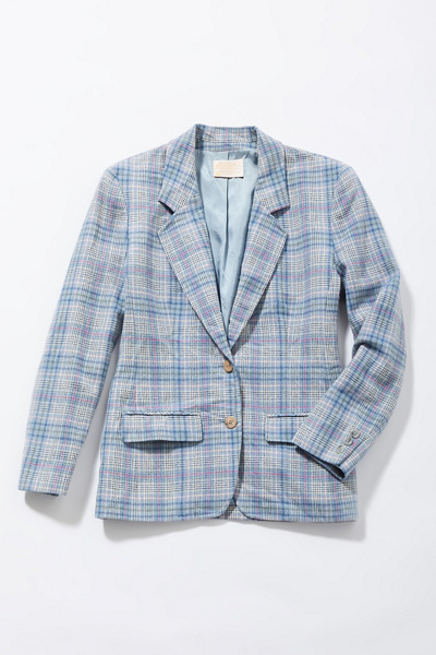 Vintage Baby Blue Plaid Blazer | Urban Outfitters