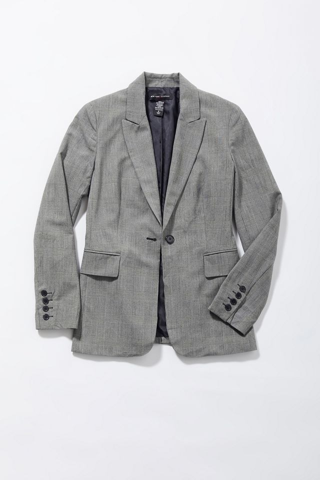 Vintage Light Grey Plaid Blazer | Urban Outfitters