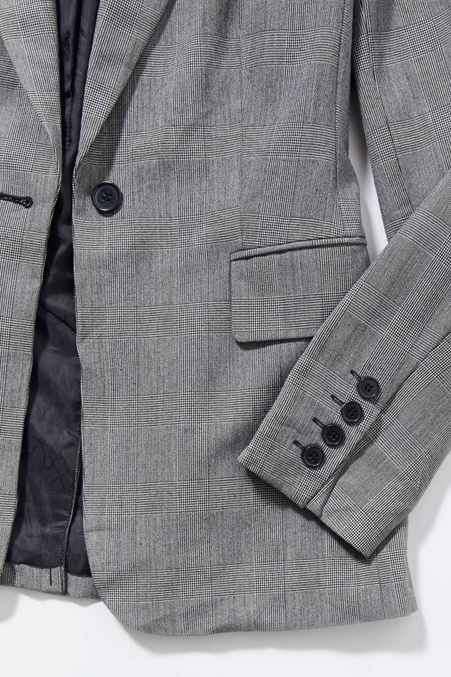 Vintage Light Grey Plaid Blazer | Urban Outfitters Canada