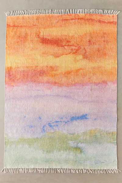 Watercolor Sunset Chenille Rug | Urban Outfitters