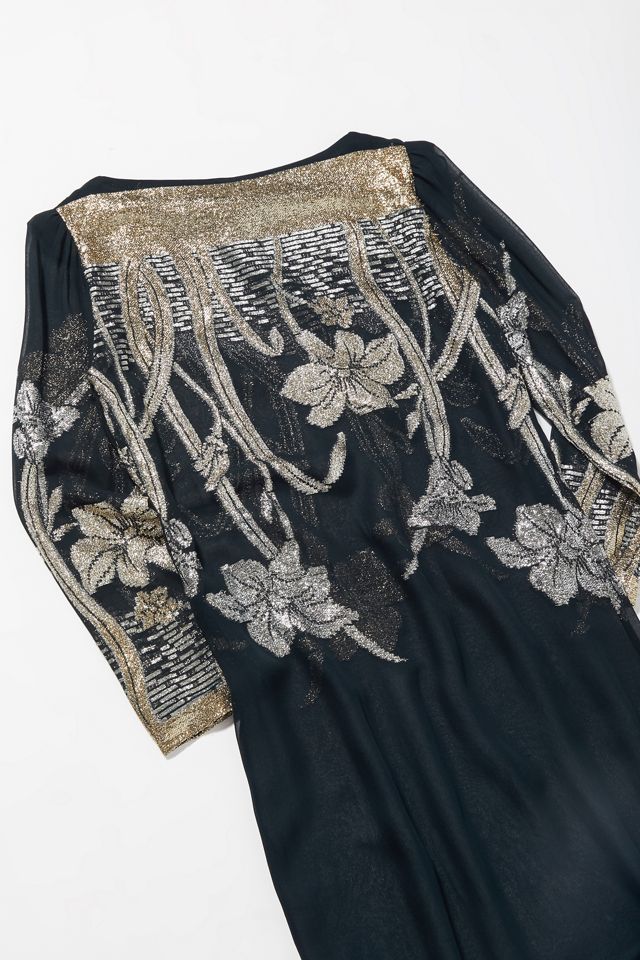 Vintage Shimmer Floral Print Dress | Urban Outfitters