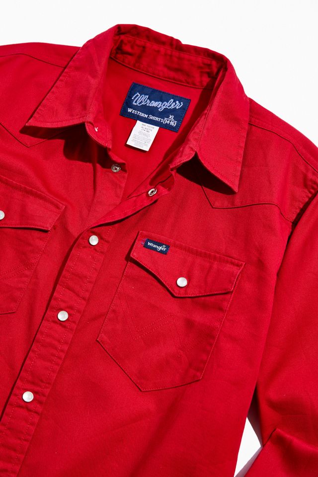 Vintage Wrangler Red Western Button-Down Shirt | Urban Outfitters