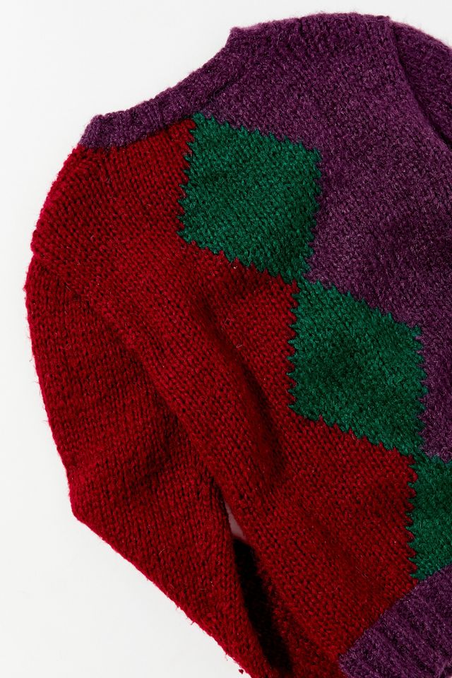 Vintage Magenta Diamond Print Sweater | Urban Outfitters